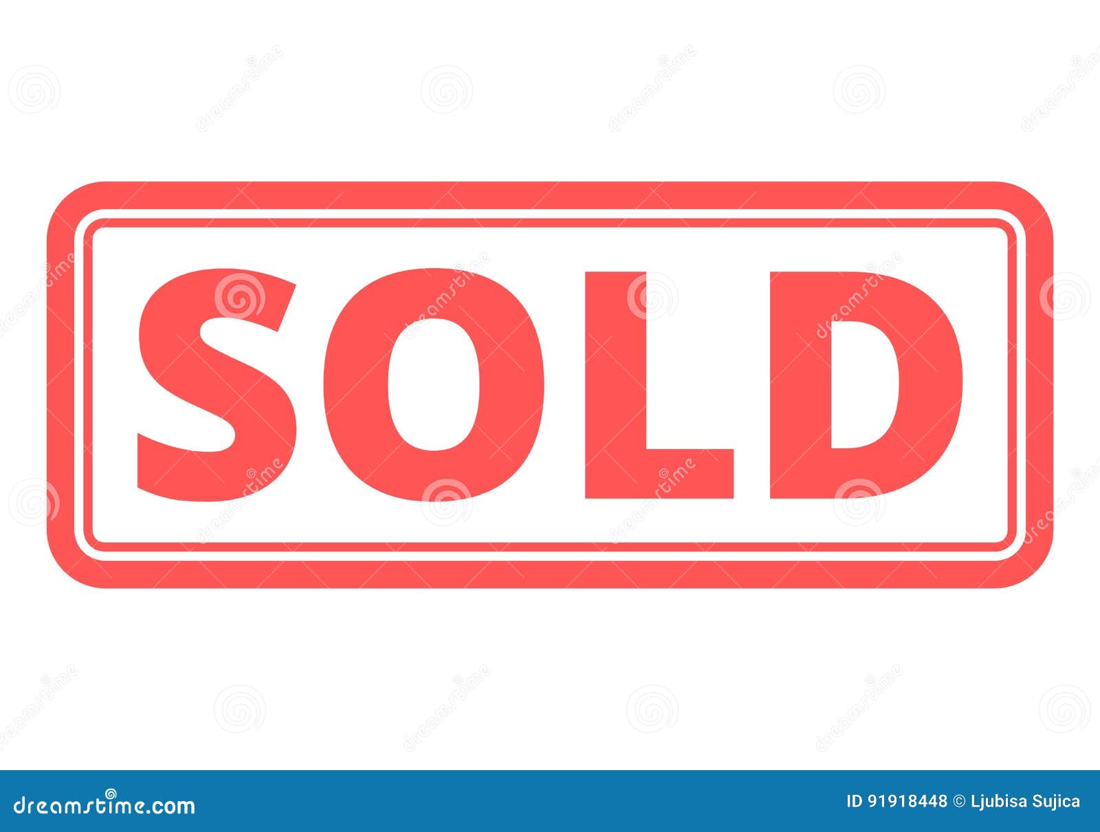 Sold red square sticker stock vector. Illustration of mark - 91918448