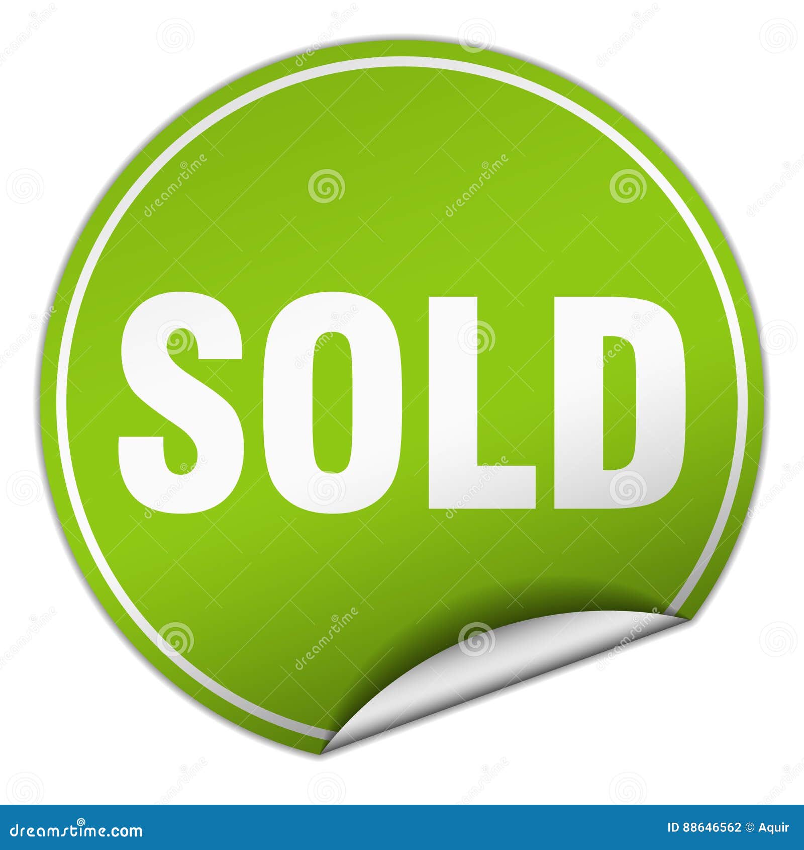 Sold round green sticker stock vector. Illustration of three - 88646562