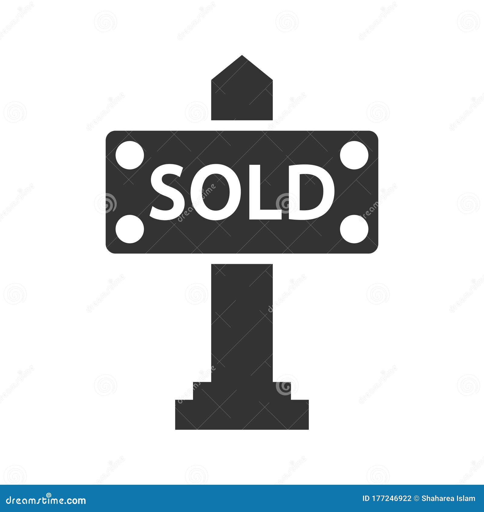 Sold Sign Icon stock vector. Illustration of board, sell - 177246922