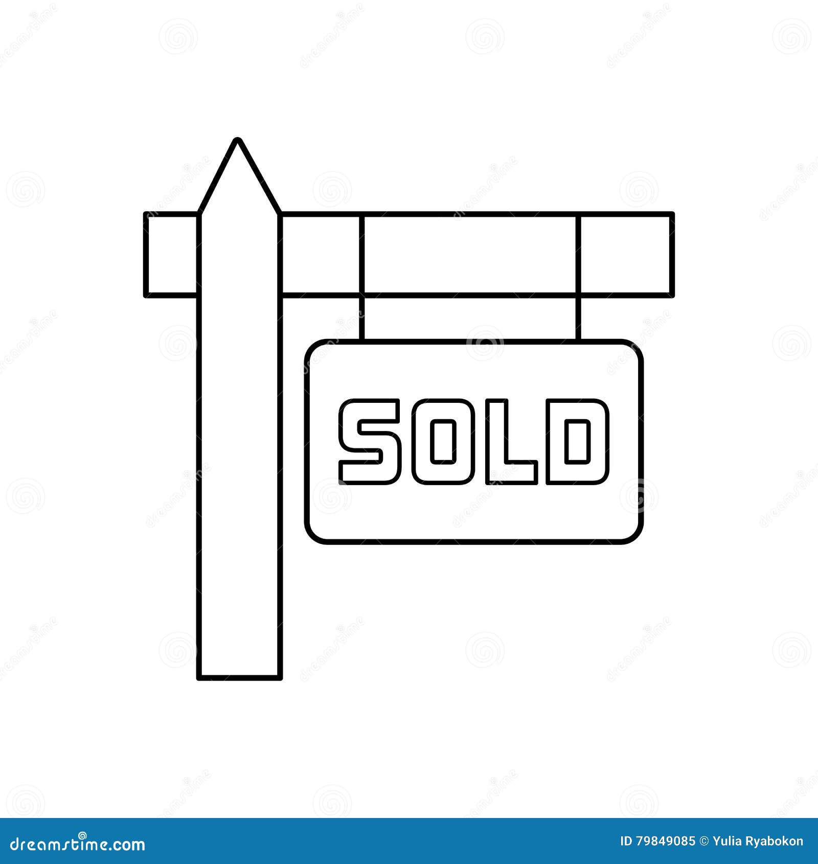 Sold sign line icon stock vector. Illustration of immovable - 79849085