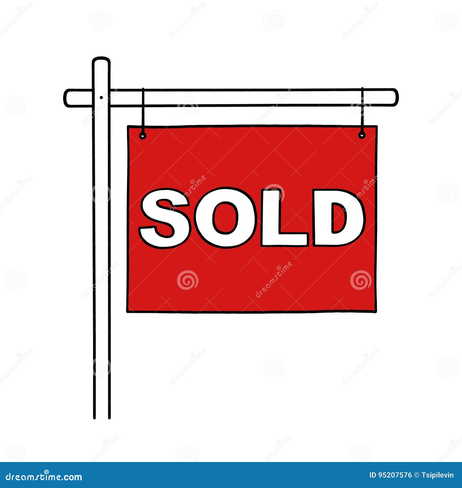 Real Estate Sold Sign on White Background Stock Illustration ...