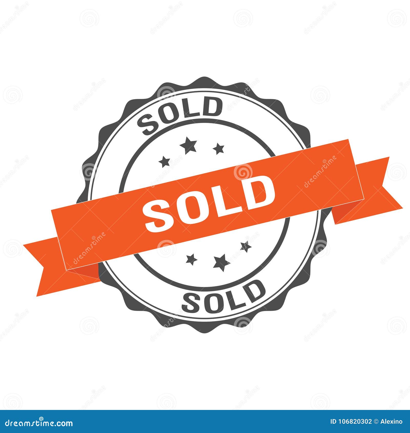 Sold stamp illustration stock vector. Illustration of orange - 106820302
