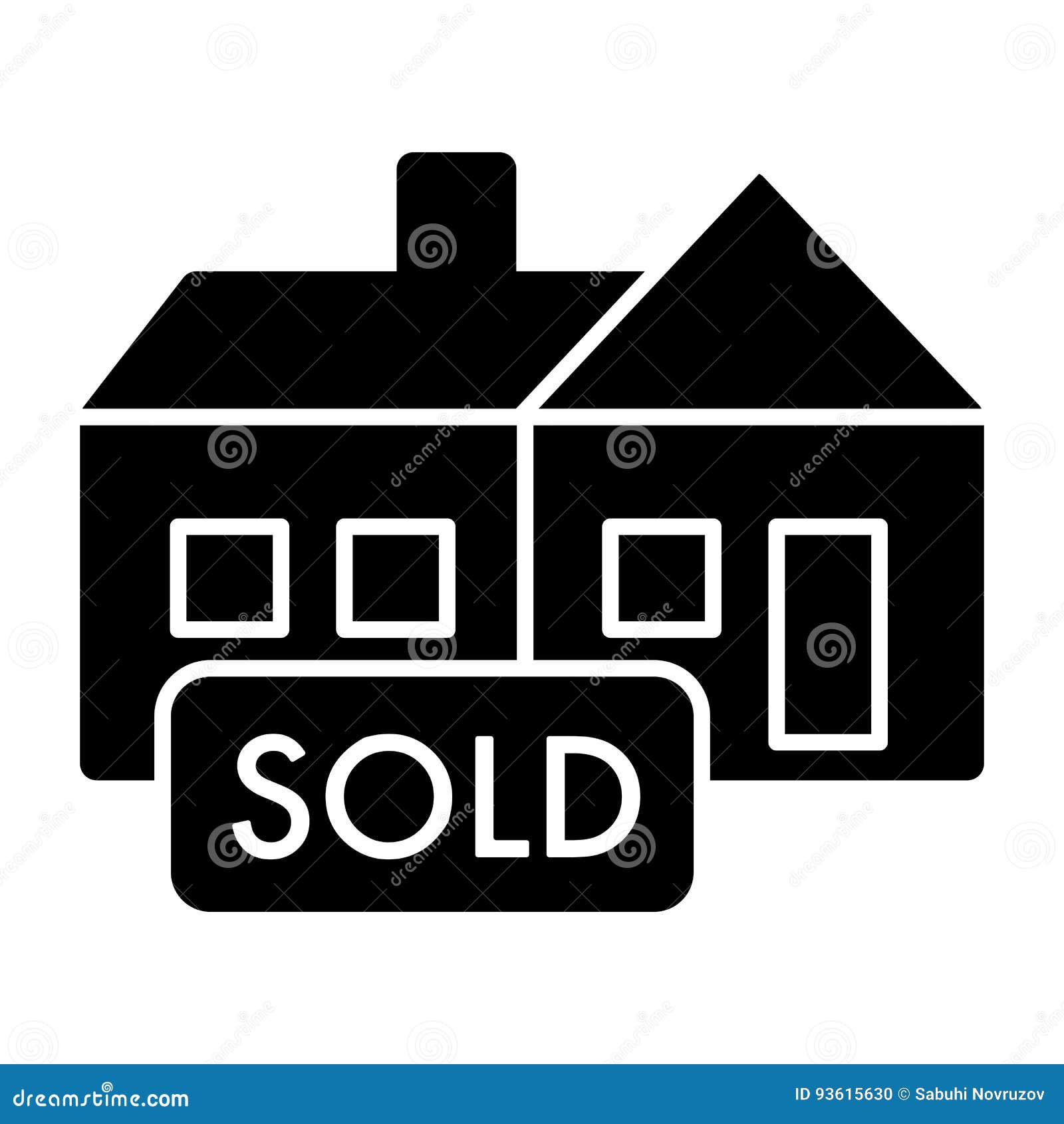 Sold Tag Simple Vector Icon. Black and White Illustration of Sold Real ...