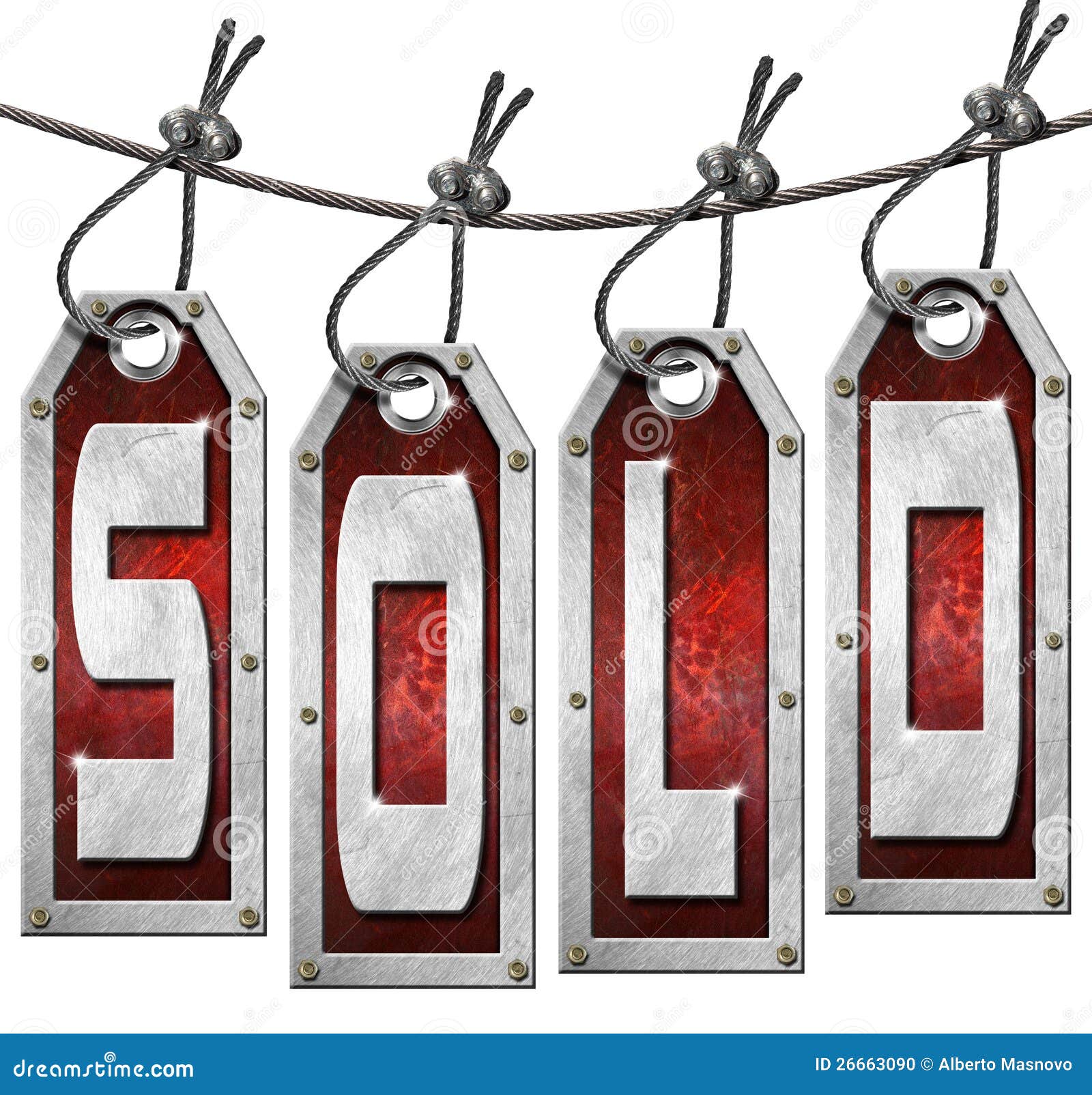 Sold Tags Hanging on White Background Stock Illustration - Illustration ...