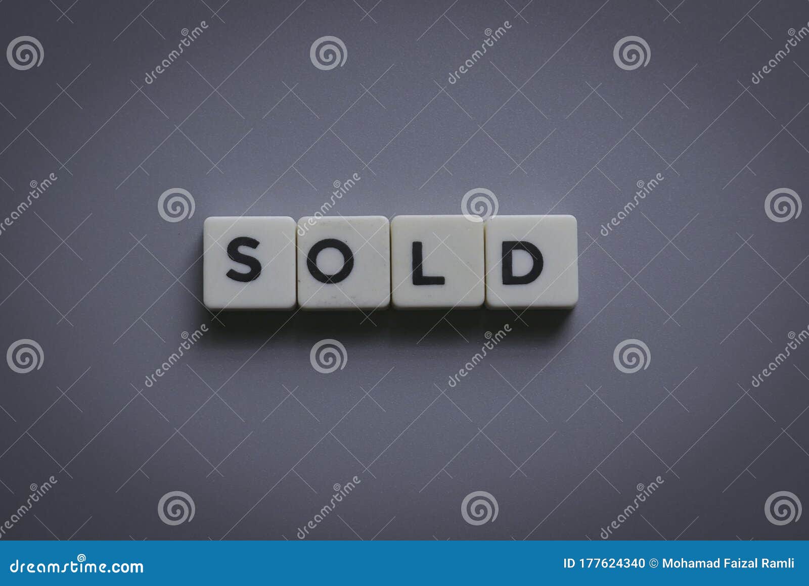 Sold Word Made of Square Letter Word on Gray Background Stock Photo ...