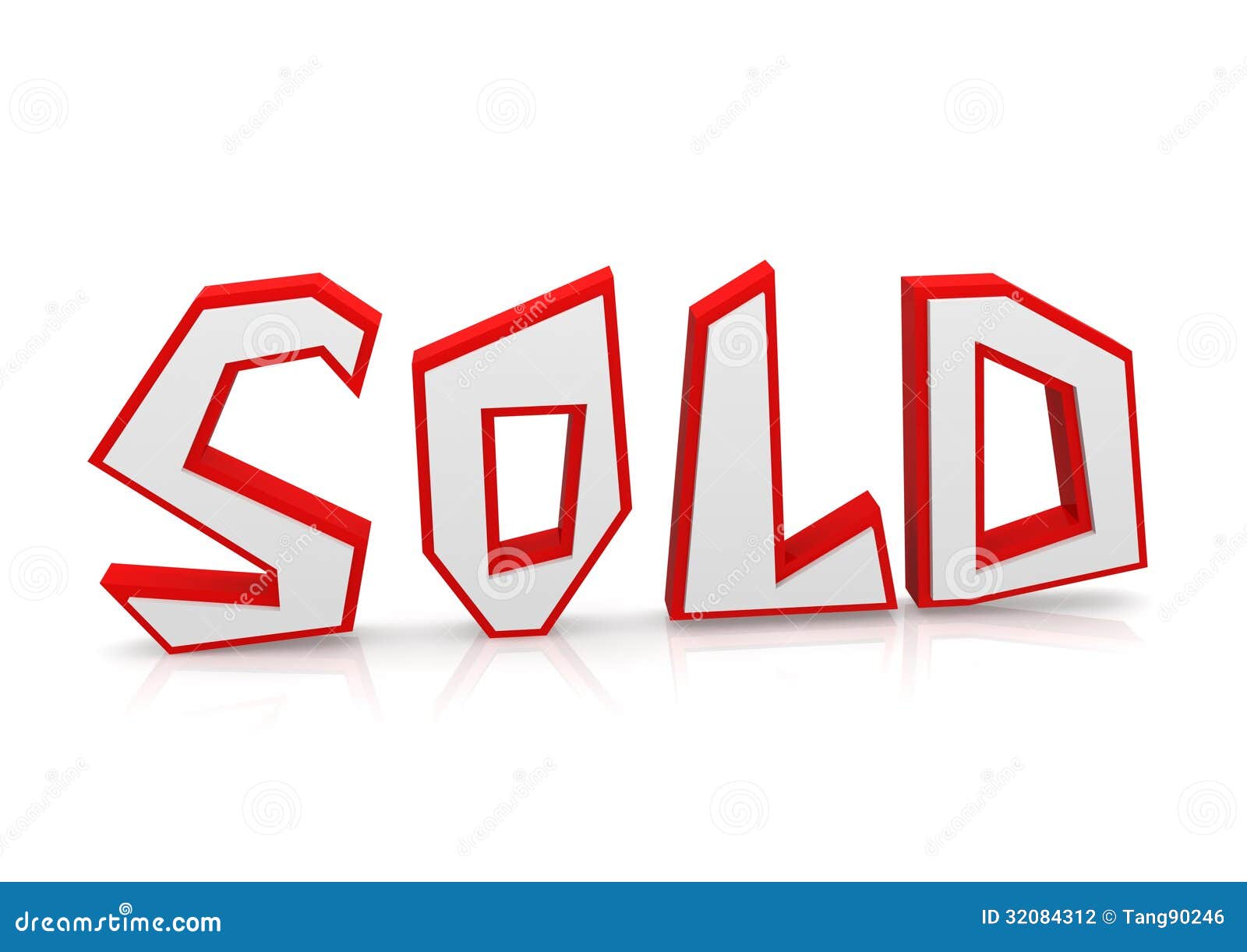 Sold Word with Reflection Ground Stock Illustration - Illustration of ...