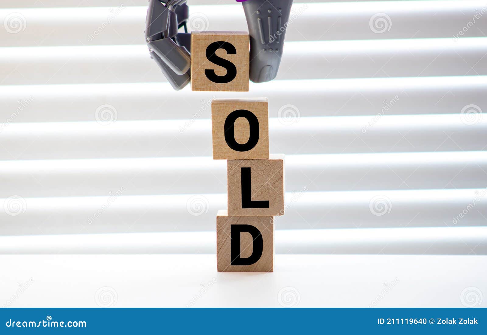 Sold Word Or Concept On Wooden Blocks, White Wood Background Royalty ...