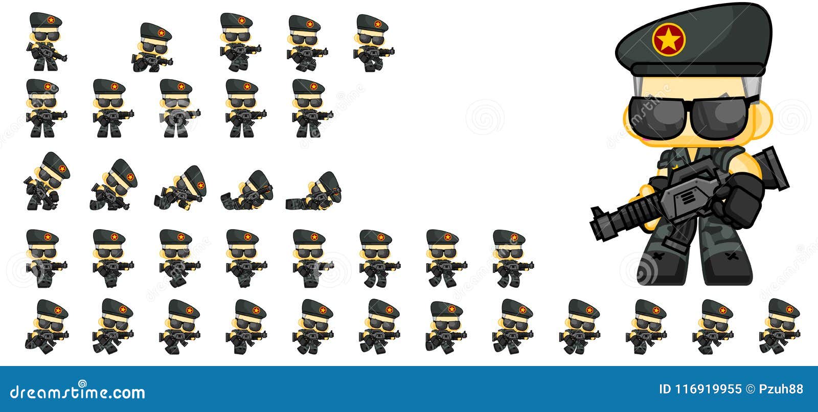 Soldado Bonito Character Sprites Ilustração do Vetor - Ilustração de ...