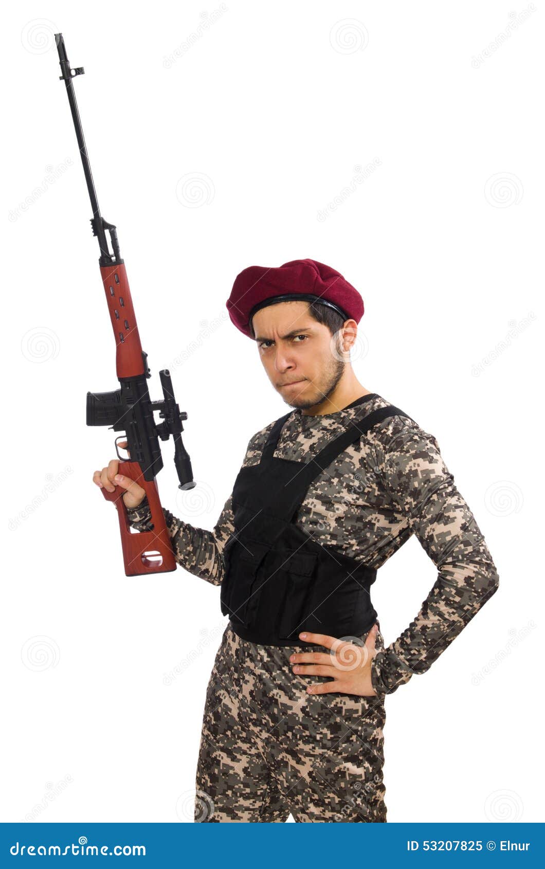 Soldado Com Uma Arma Isolada No Branco Imagem de Stock - Imagem de ...