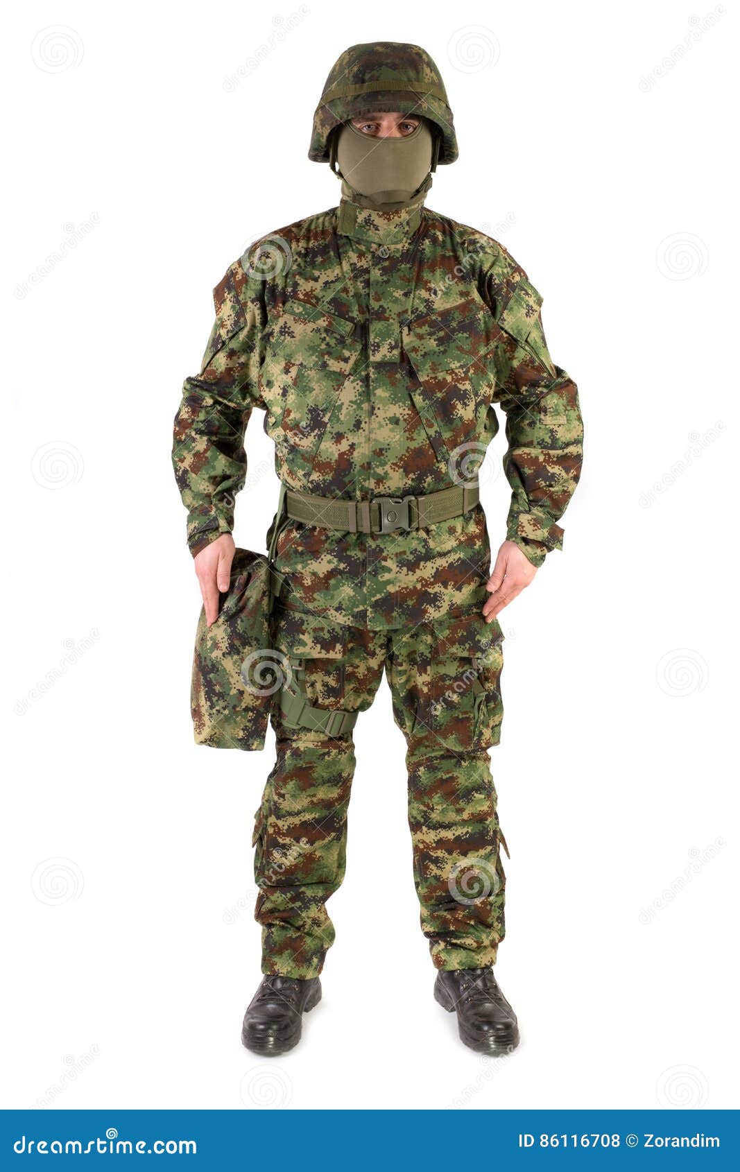 Soldado En El Uniforme Aislado En Blanco Foto de archivo - Imagen de ...