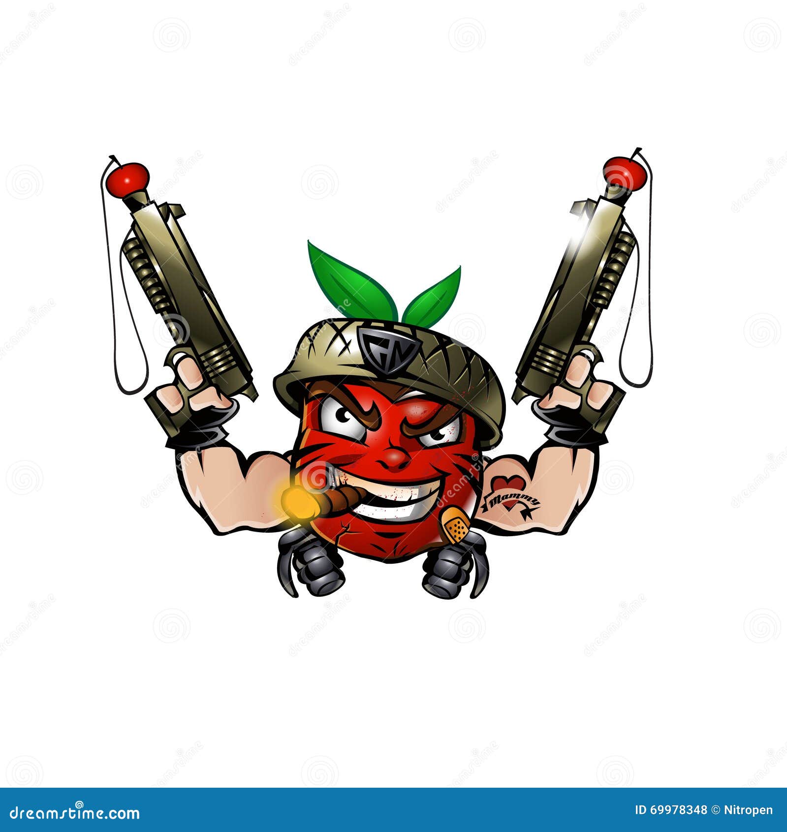 Soldado Forte Tomato Cartoon Com Arma Ilustração do Vetor - Ilustração ...