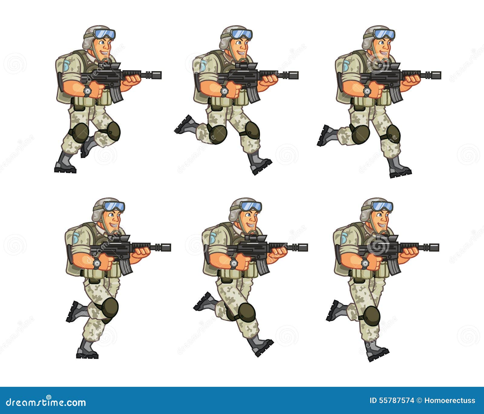 Soldado Running Sprite De Los E.E.U.U. Ilustración del Vector ...