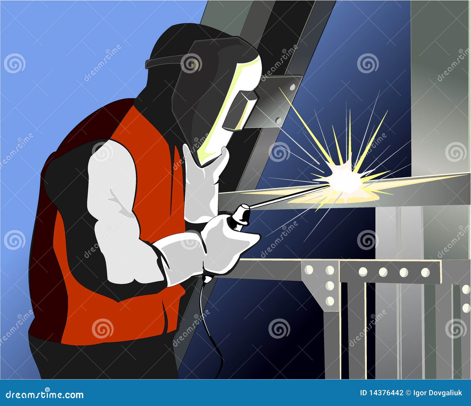 Soldador en el trabajo ilustración del vector. Ilustración de ...