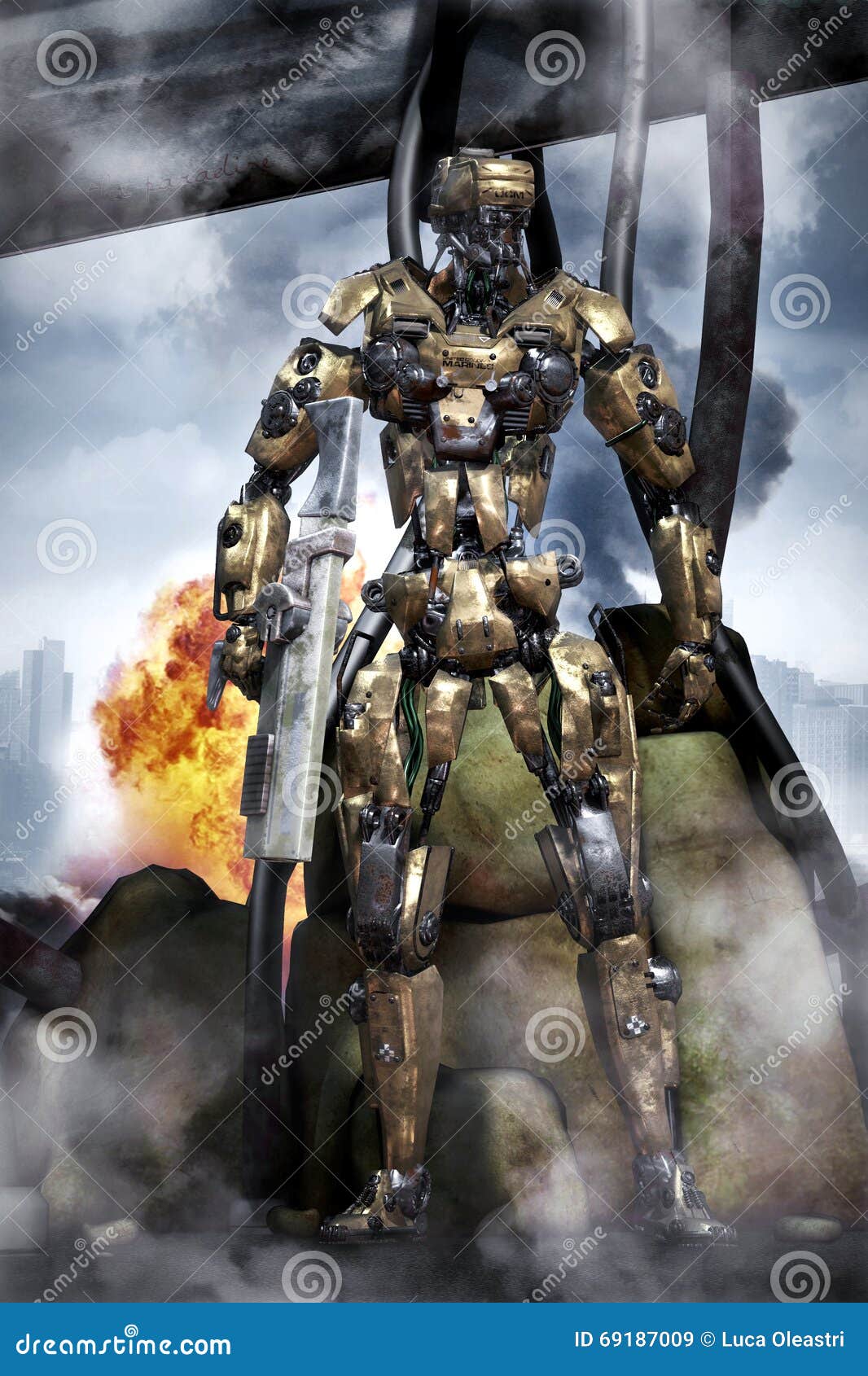 Soldat Futuriste De Robot Dans Le Combat Illustration Stock ...