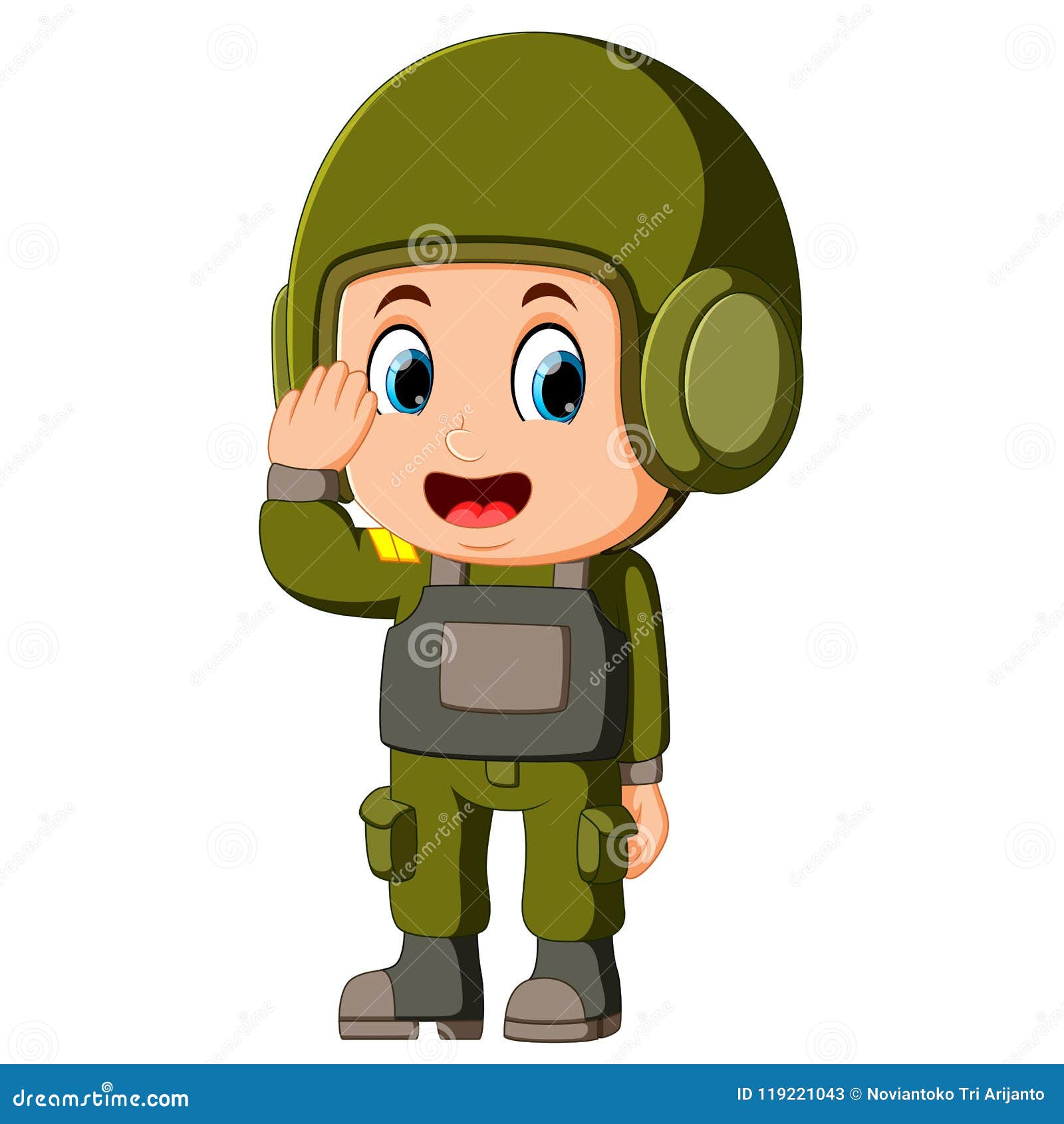 Soldato di saluto Cartoon illustrazione vettoriale. Illustrazione di ...