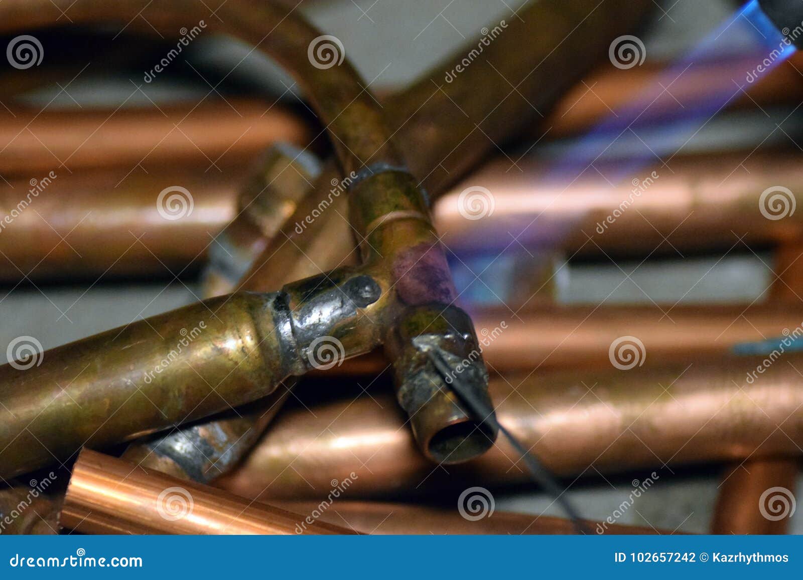 Solder Copper Pipe. stock photo. Image of piping, plumber - 102657242