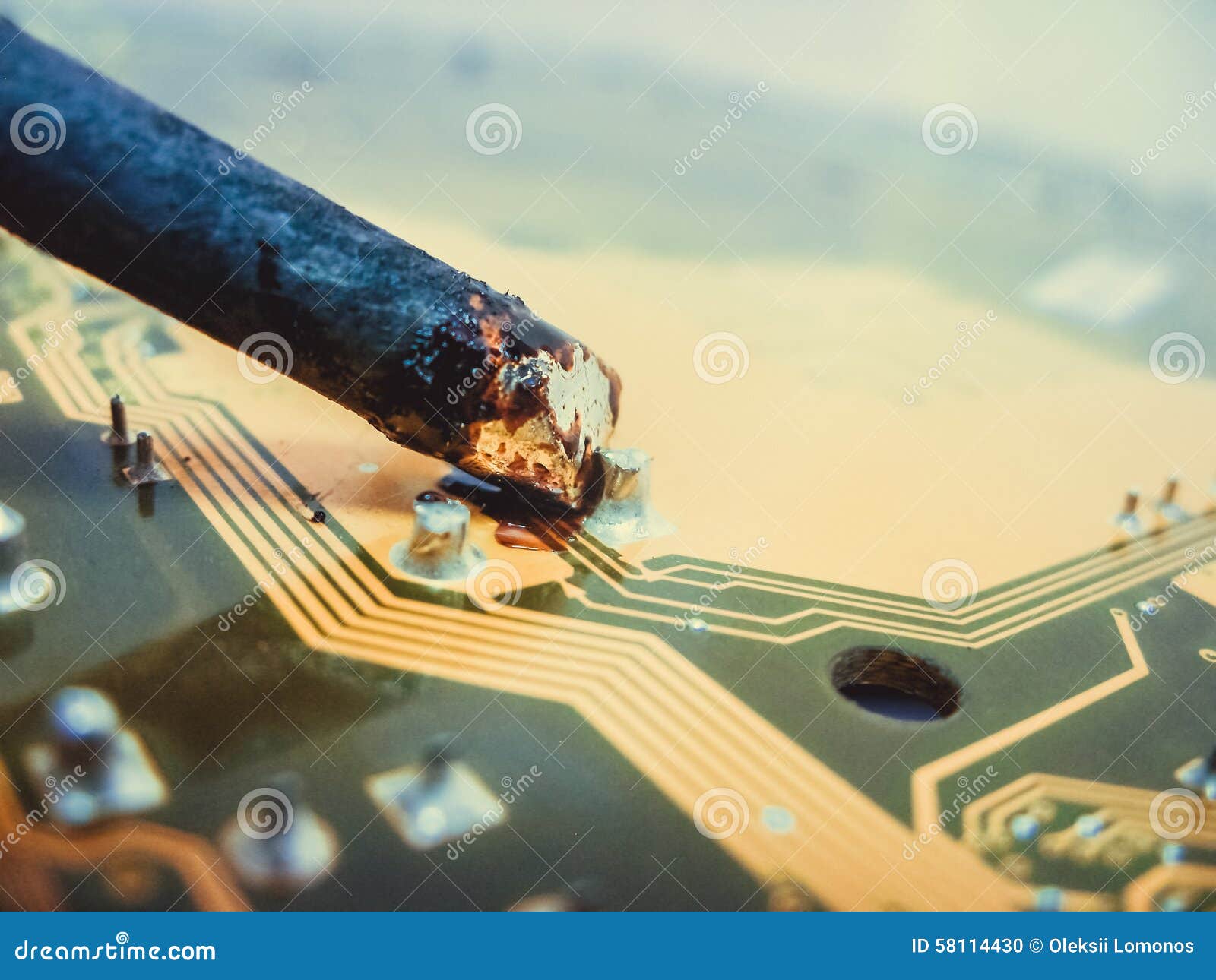 Soldering Contacts on the Board Stock Photo - Image of contacts, heat ...