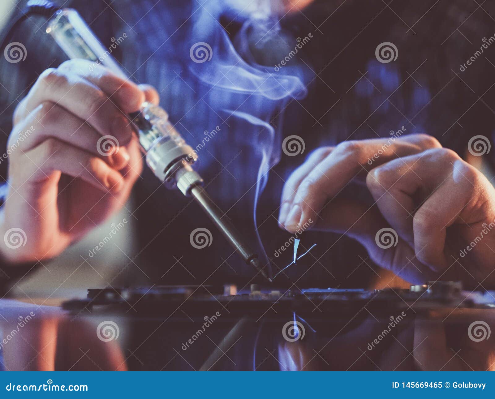Soldering Courses Microelectronics Engineer Repair Stock Image - Image ...