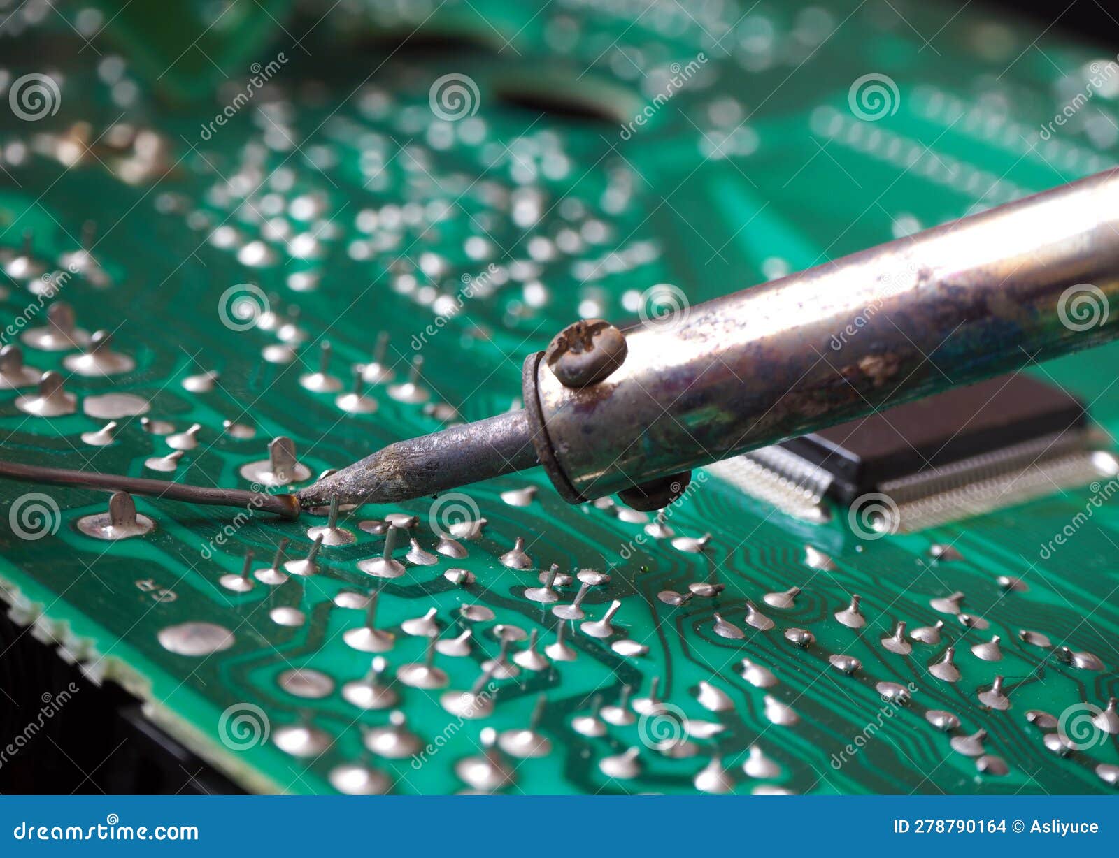 Soldering on an Electronic Circuit Board Stock Photo - Image of ...