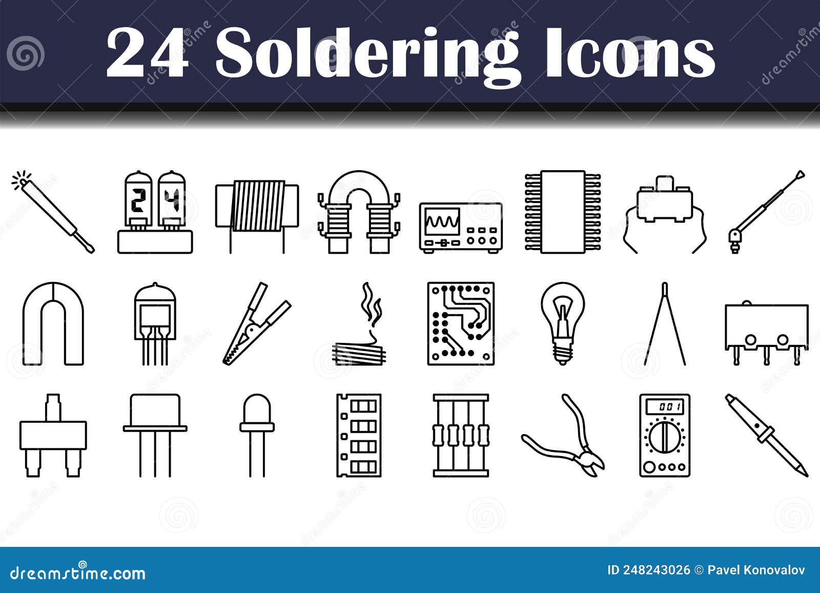 Soldering Icon Set stock vector. Illustration of semiconductor - 248243026
