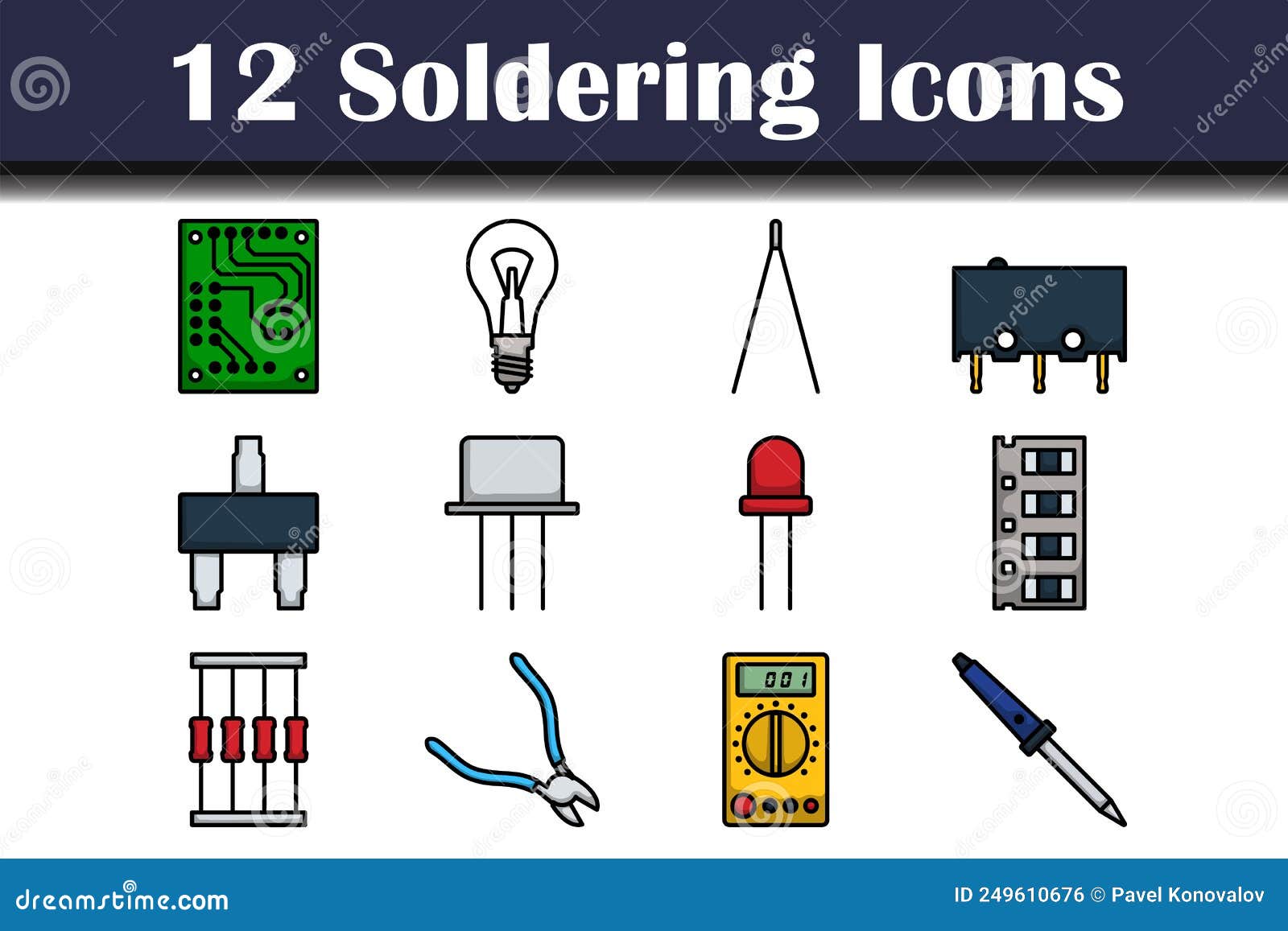 Soldering Icon Set stock vector. Illustration of chip - 249610676
