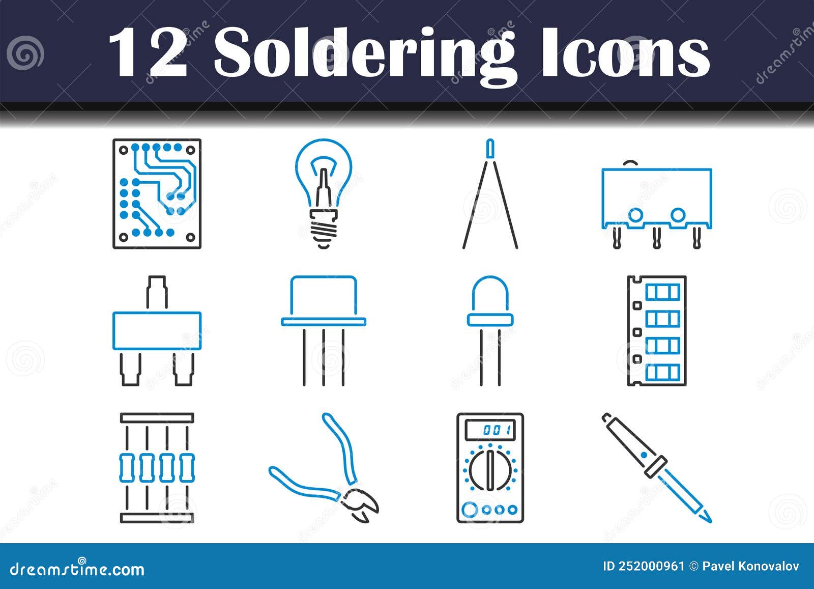 Soldering Icon Set stock vector. Illustration of lamp - 252000961