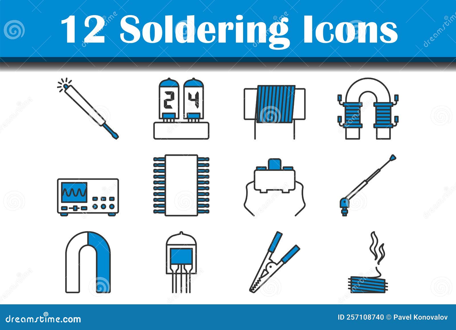 Soldering Icon Set stock vector. Illustration of electronic - 257108740