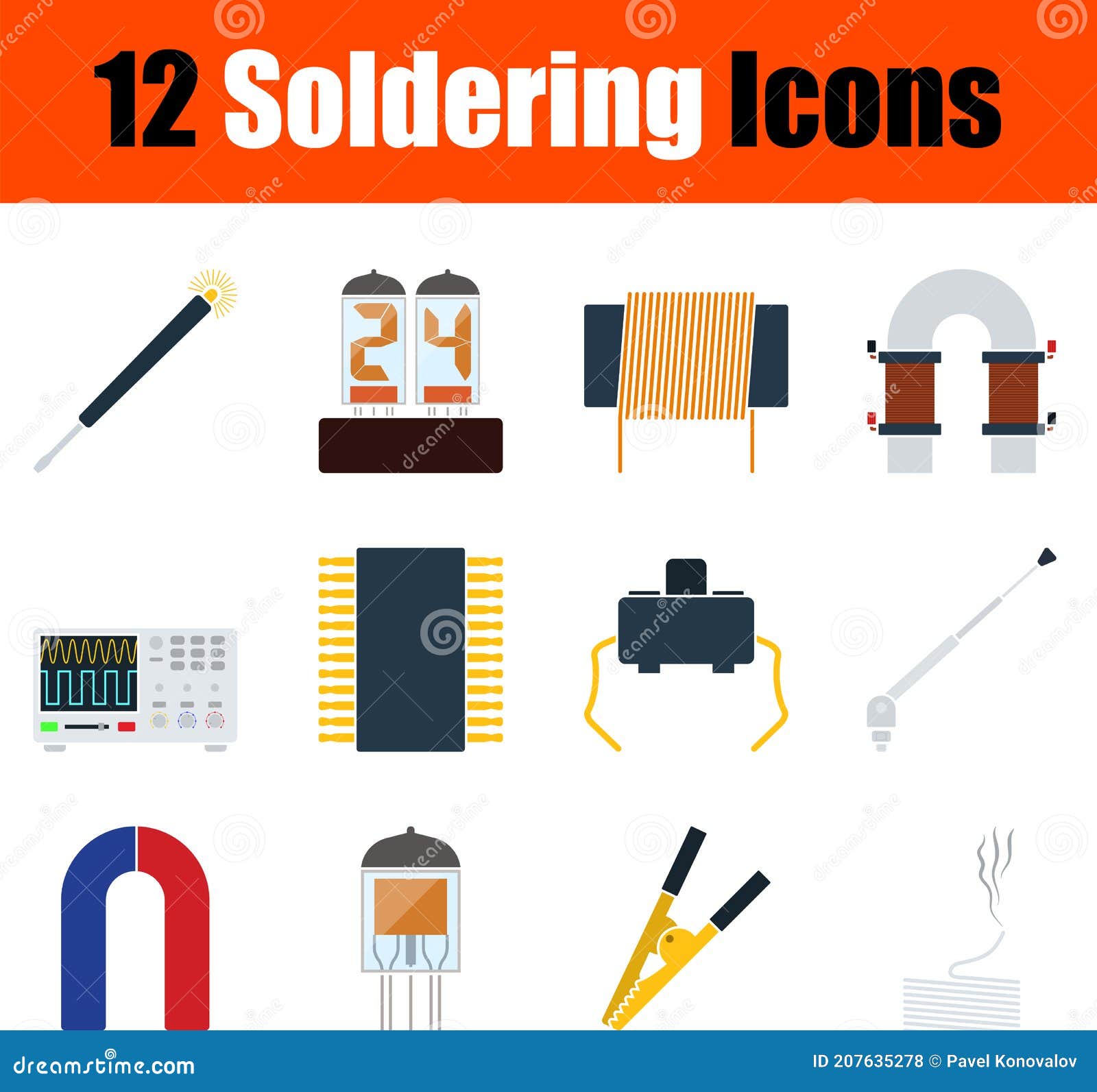 Soldering Icon Set stock vector. Illustration of electric - 207635278