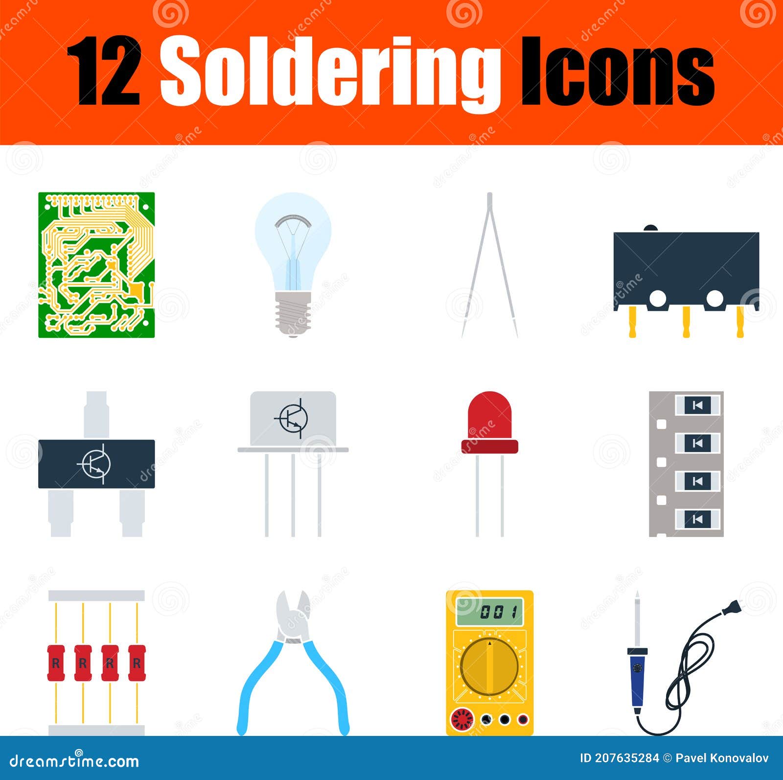 Soldering Icon Set stock vector. Illustration of indicator - 207635284