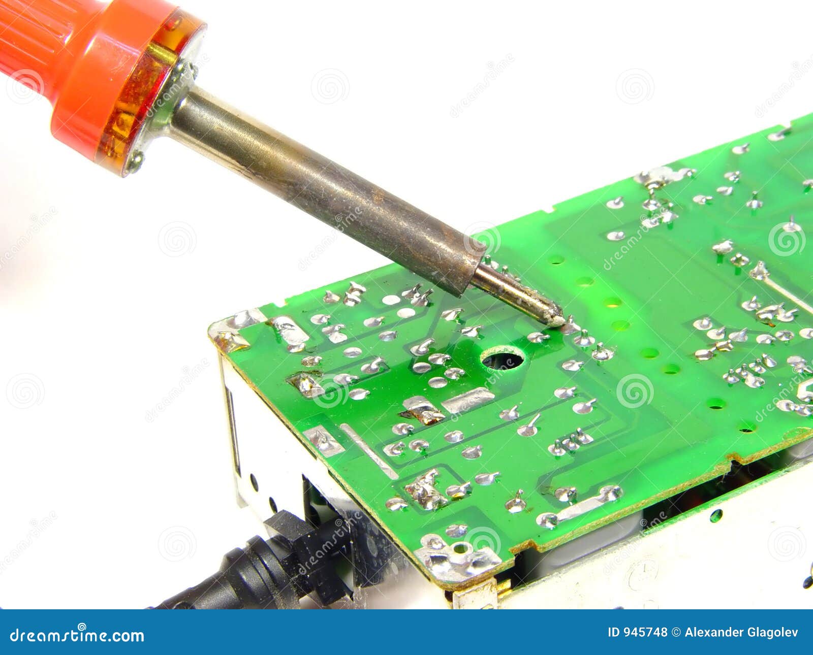 Soldering Iron And Wire. Desoldering Vacuum Pump. Isolated On White ...