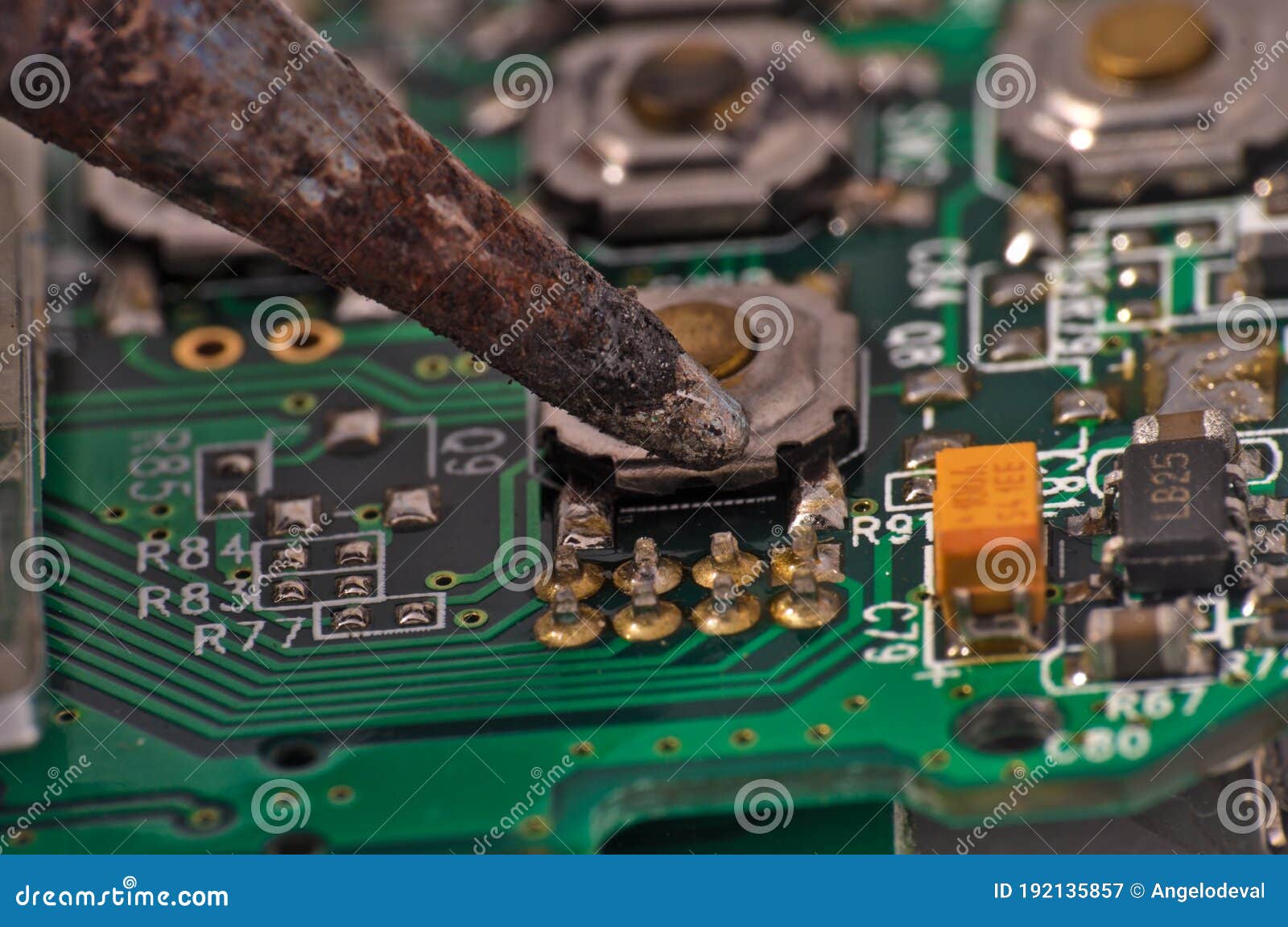 Soldering Iron and Circuit Board Stock Image - Image of board ...