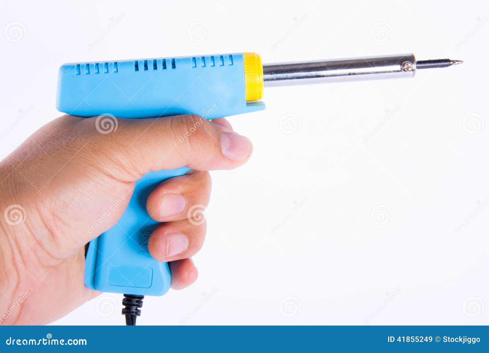 Soldering iron in his hand stock image. Image of repair - 41855249