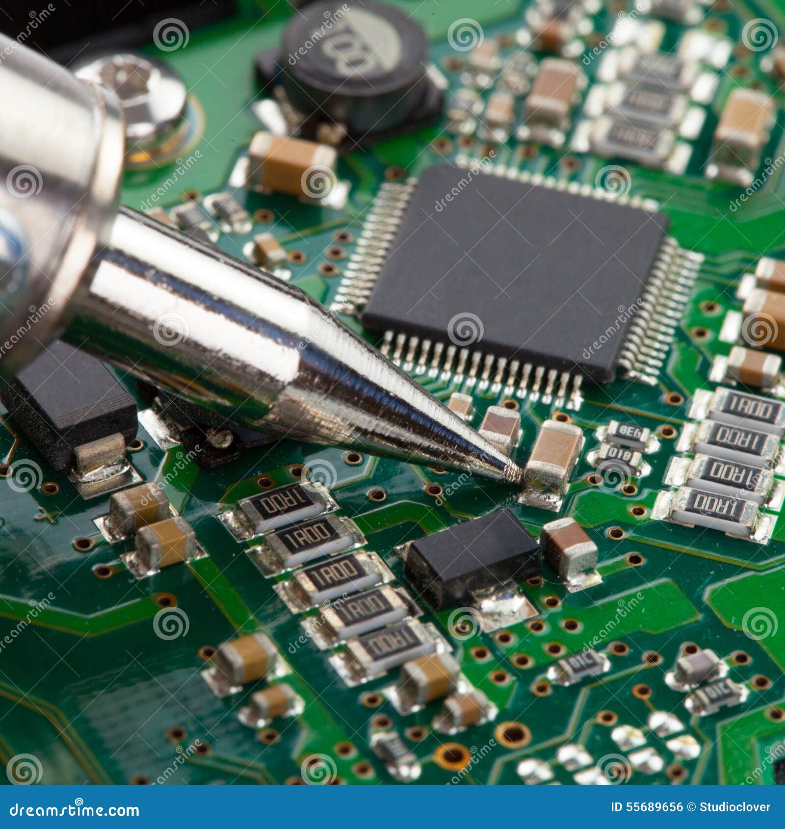 Soldering Iron and Microcircuit - Close Up Stock Photo - Image of macro ...