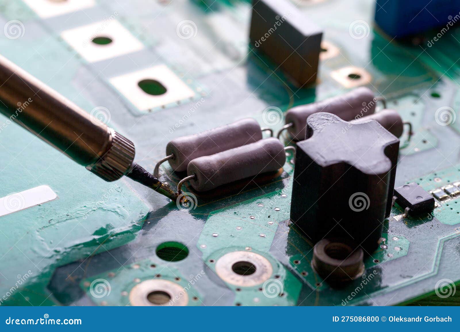 Soldering Iron. Repairing Electronic Component Stock Photo - Image of ...