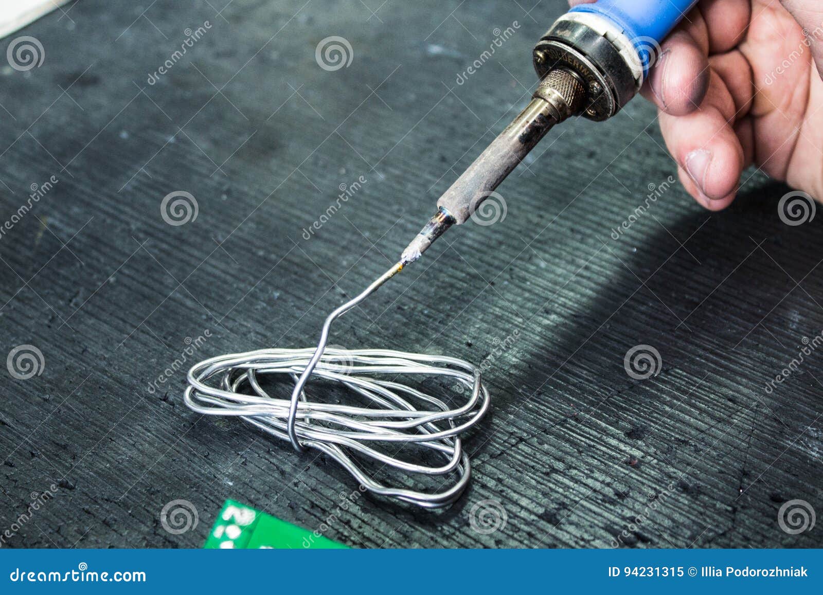 Soldering Iron and Solder in the Hands of a Man Stock Image - Image of ...