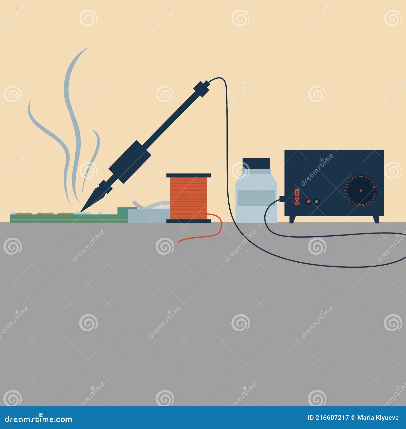 Soldering Iron and Soldering Process. Flat Vector Stock Vector ...