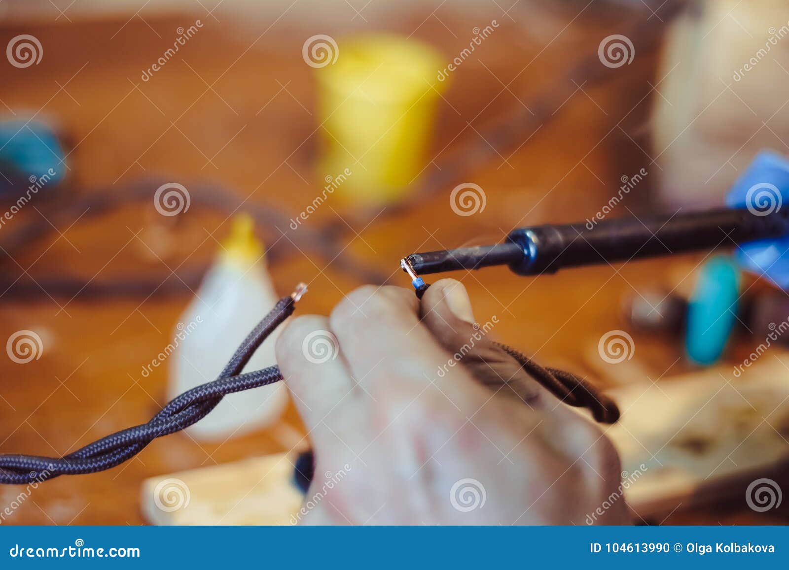 Soldering iron and wire stock photo. Image of microchip - 104613990