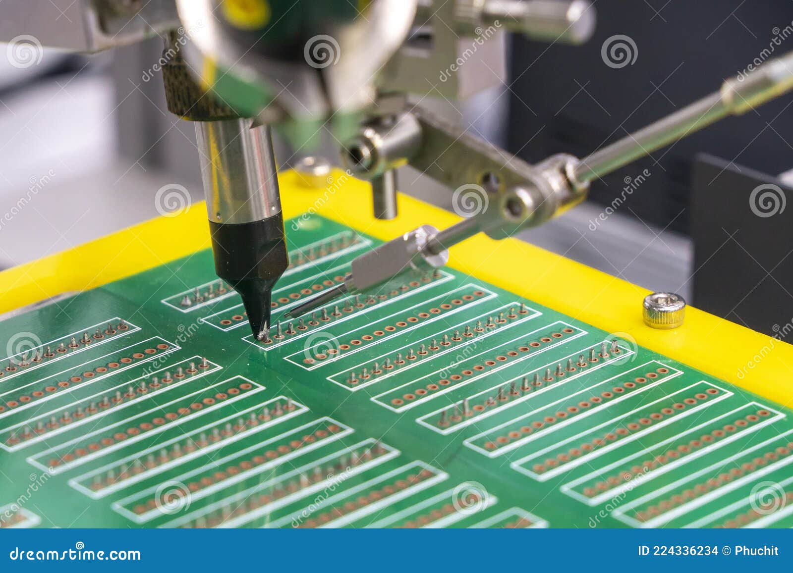 The Soldering Robot Operation with PCB Board. Stock Photo - Image of ...