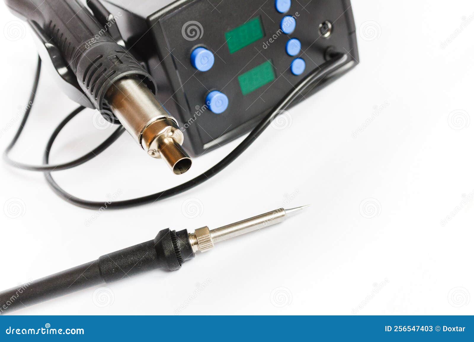Soldering Station with Hot Air Gun and Soldering Iron Stock Image ...