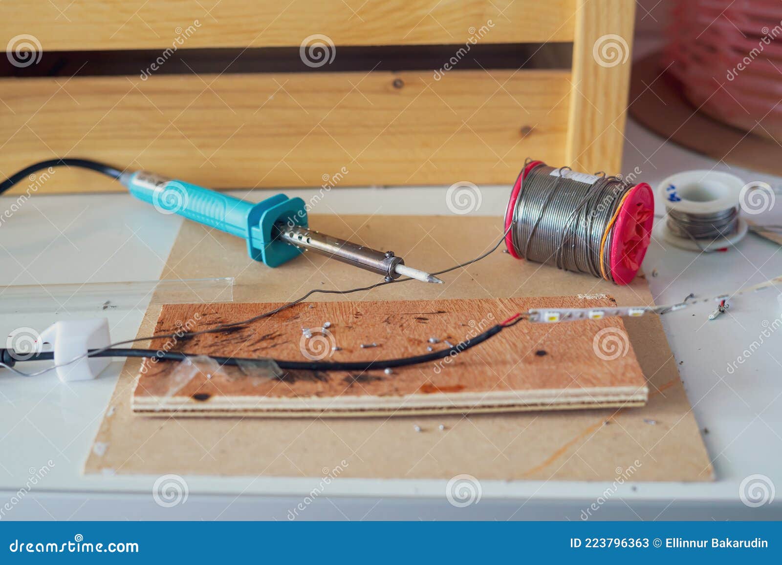 Soldering Tools with Electrical Items on the Table Stock Image - Image ...