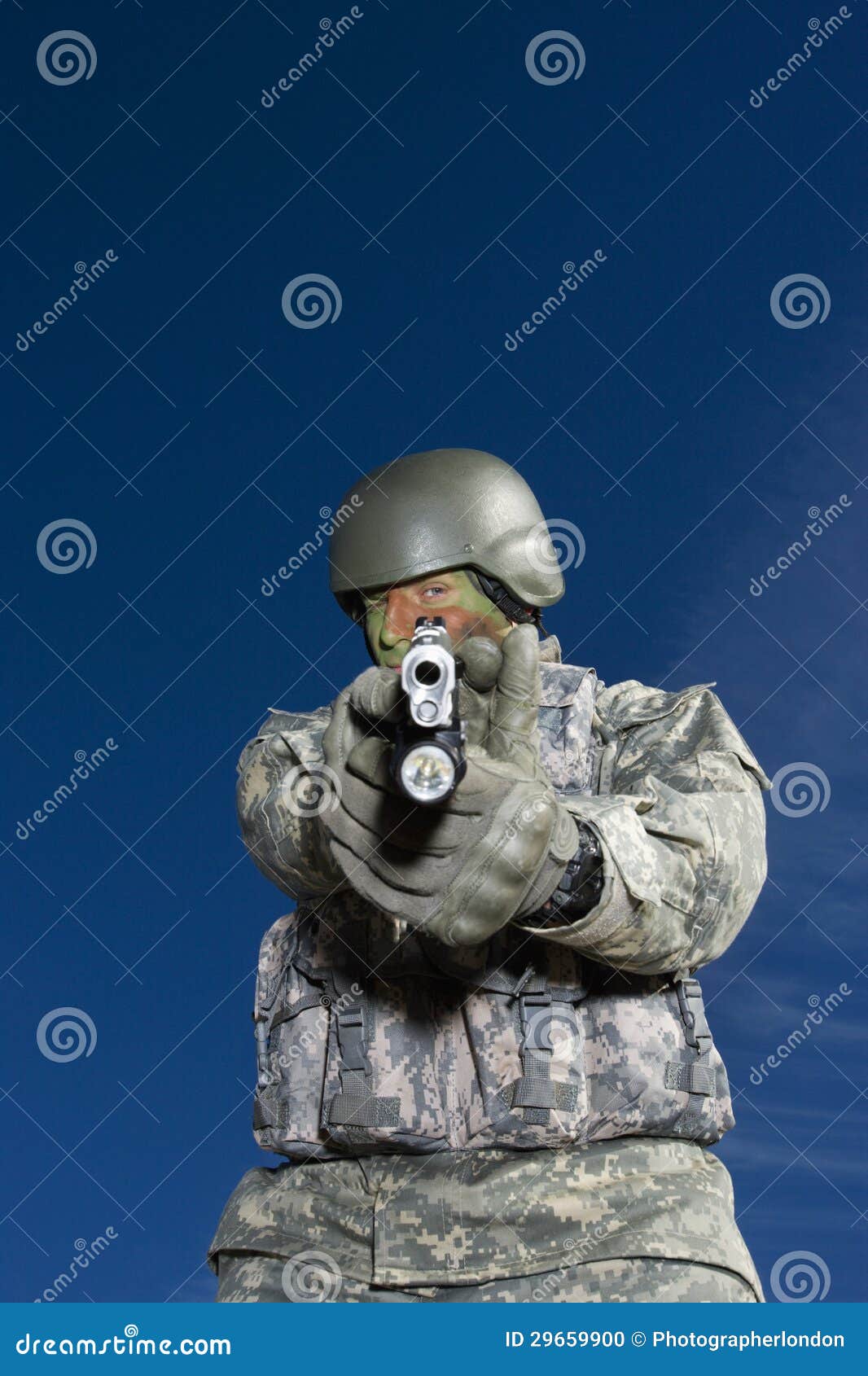 Soldier Aiming with Gun stock photo. Image of armed, angle - 29659900