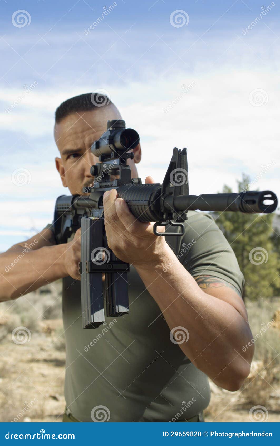 Soldier Aiming With Gun Royalty-Free Stock Photography | CartoonDealer ...