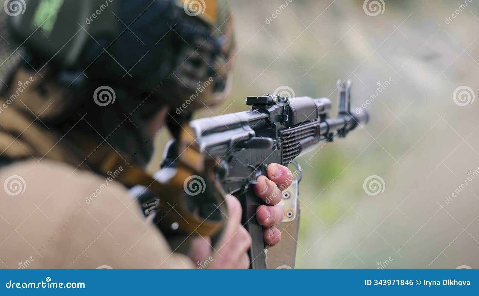 Soldier Aiming Rifle during a Training Exercise. a Close-up View of a ...