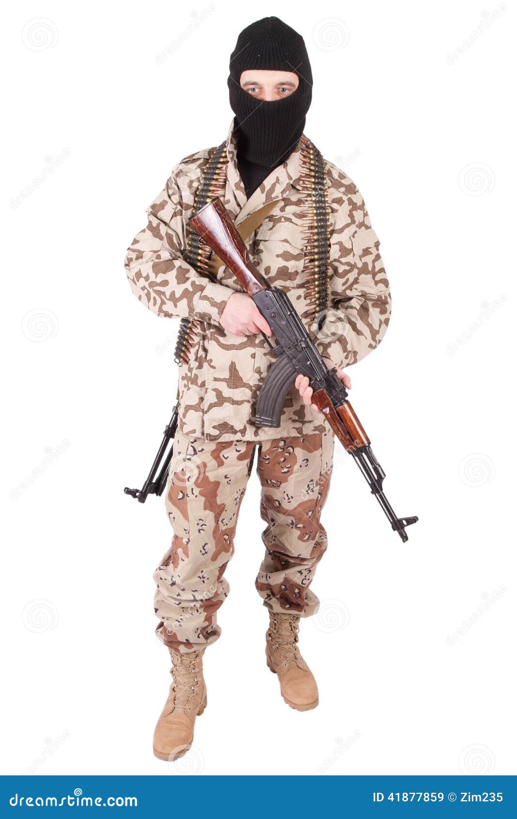 Soldier with AK rifle stock image. Image of protection - 41877859