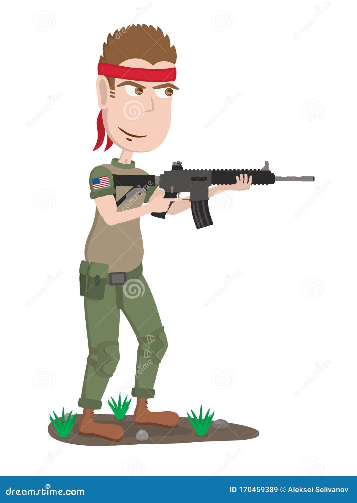 Soldier. American Soldier with Gun. Cartoon Soldier. Stock Vector ...