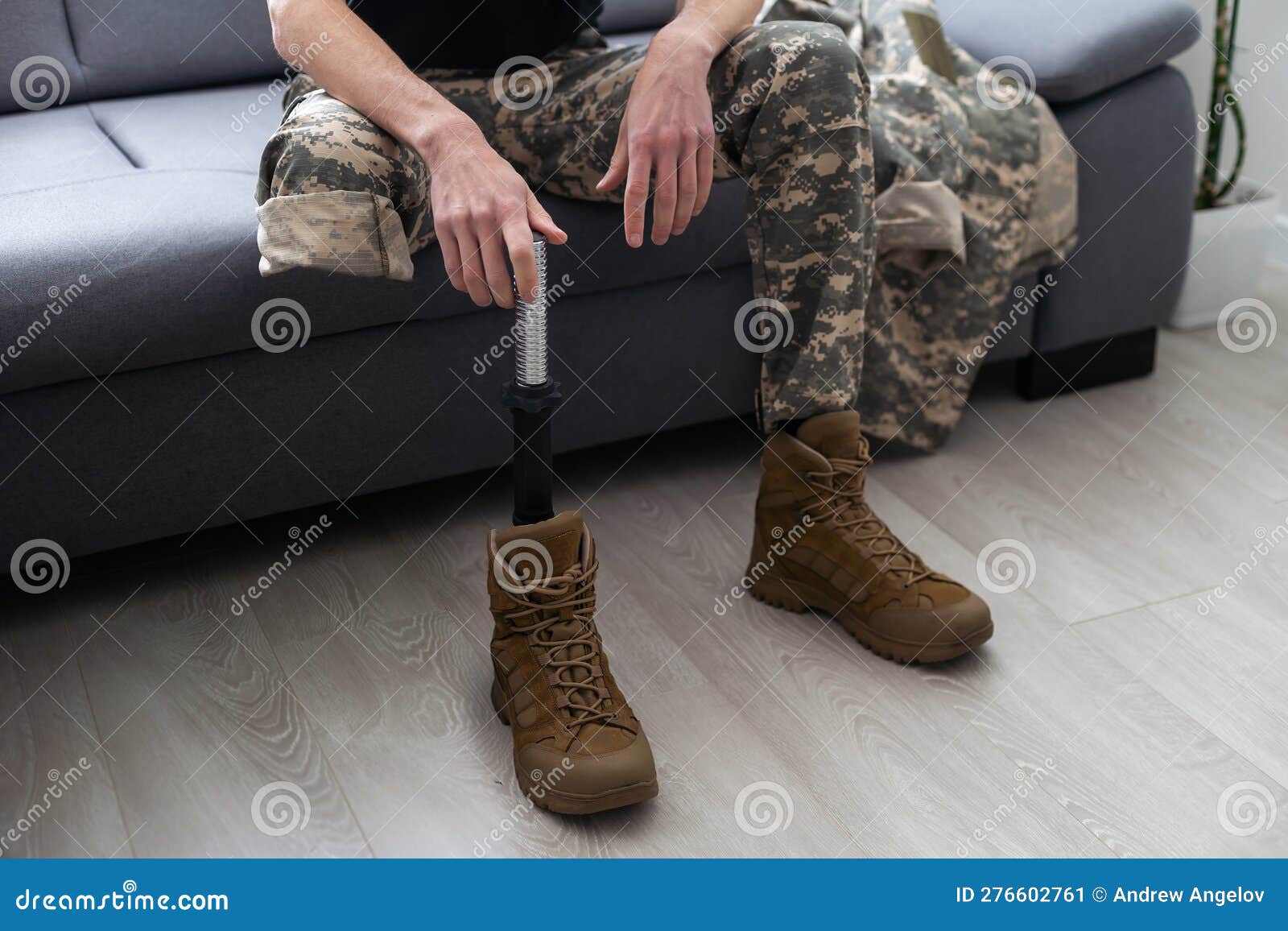 Soldier Artificial Prosthetic Leg. War Veteran Stock Image - Image of ...