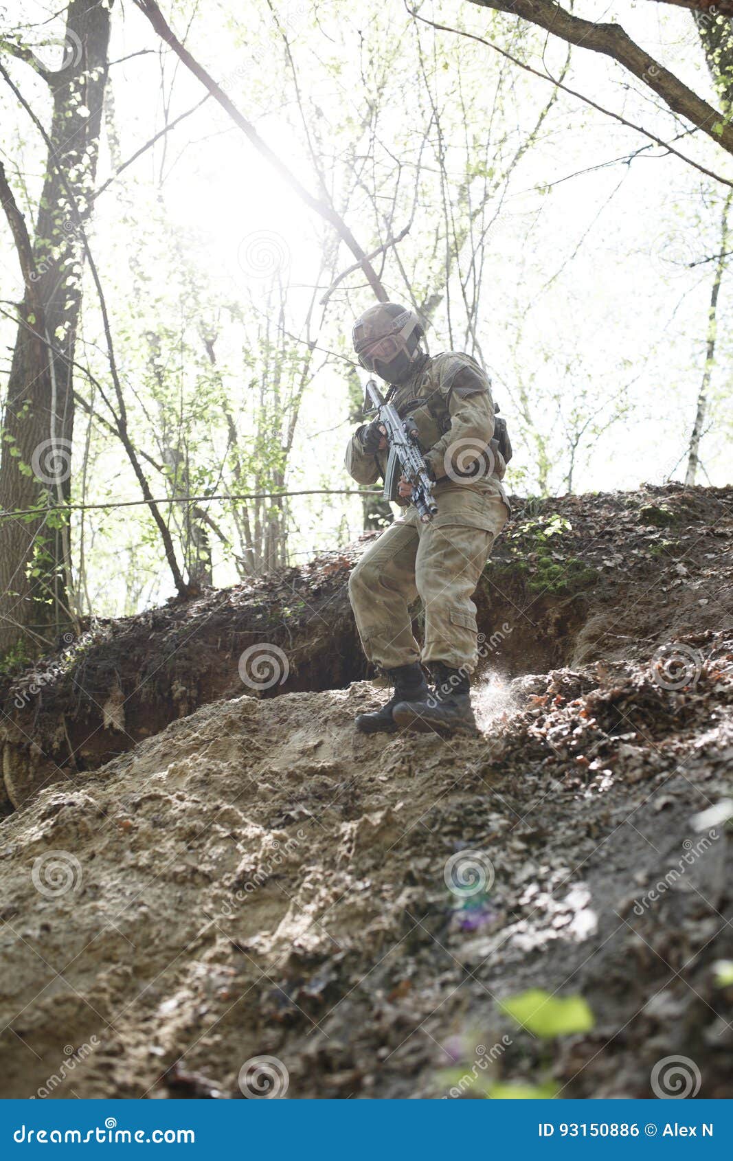 Soldier with Assault Rifles Ambushed Stock Photo - Image of soldier ...