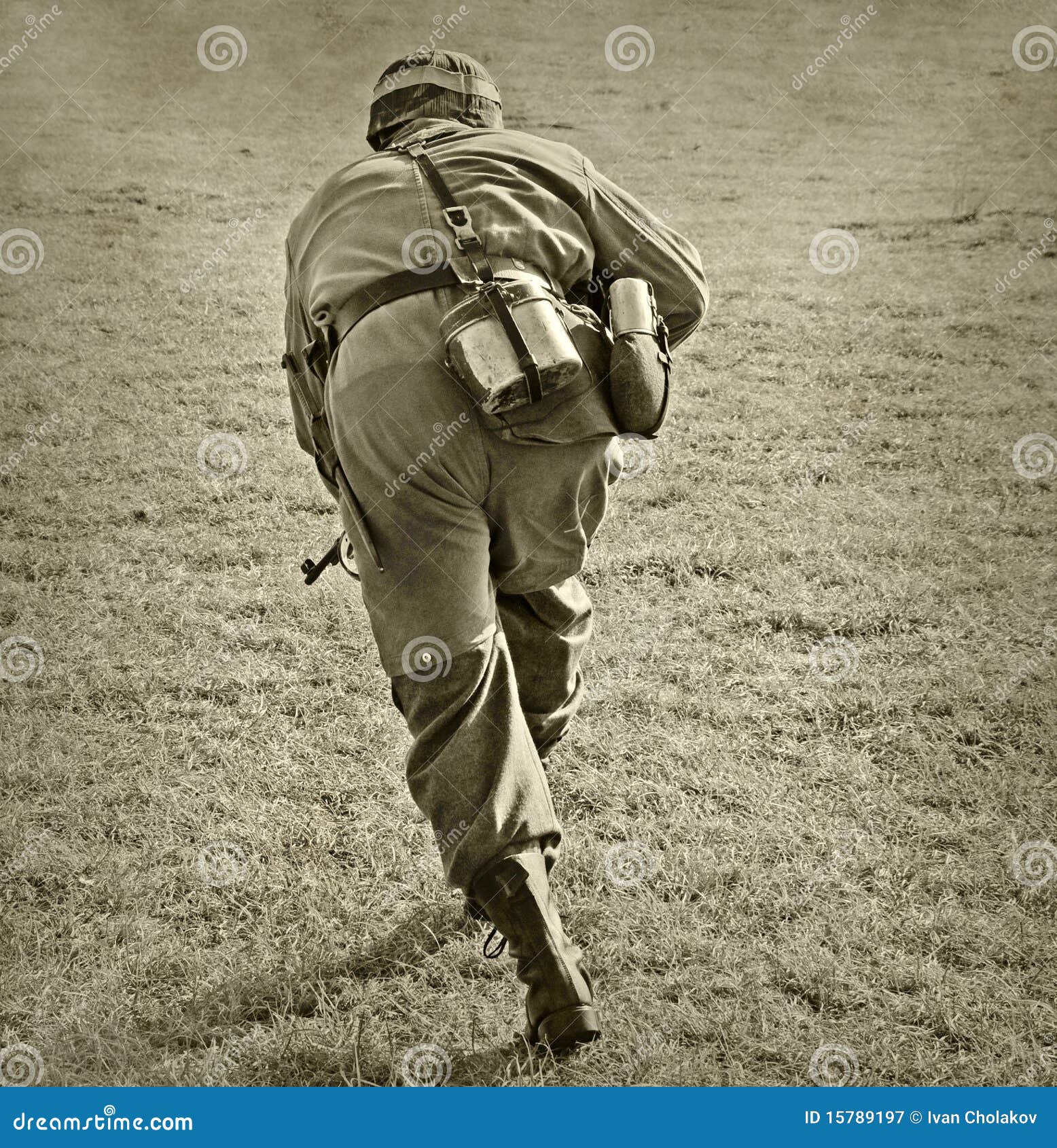 Soldier attacking stock image. Image of stained, retro - 15789197