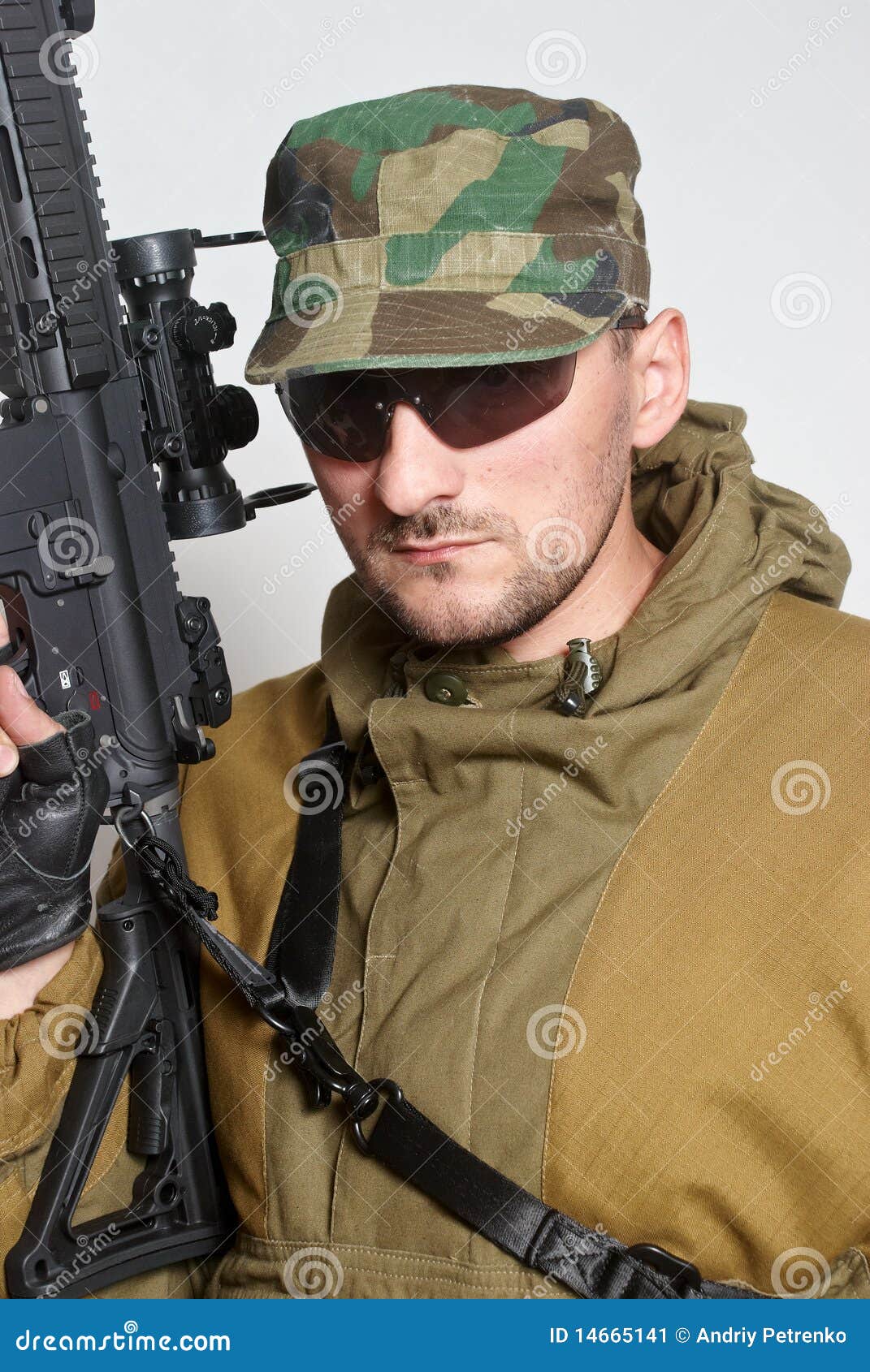 The Soldier with an Automatic Assault Rifle Stock Image - Image of ...