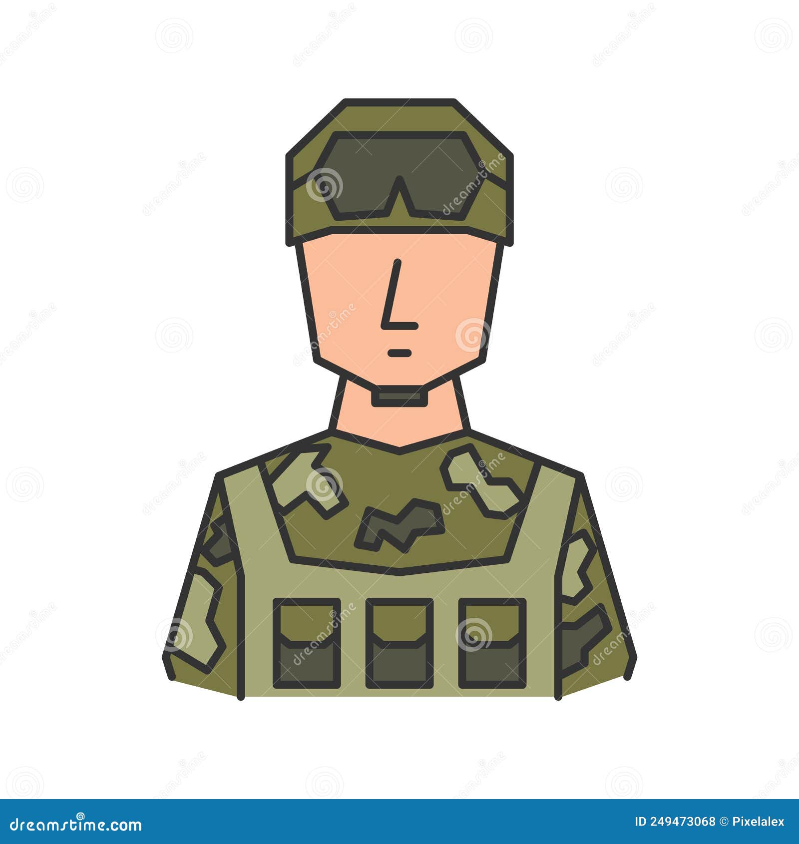 Soldier Avatar Vector Flat Icon Stock Vector - Illustration of avatar ...